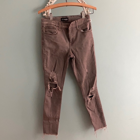 Express | Jeans | Light Brown Ripped Jeans | Poshmark